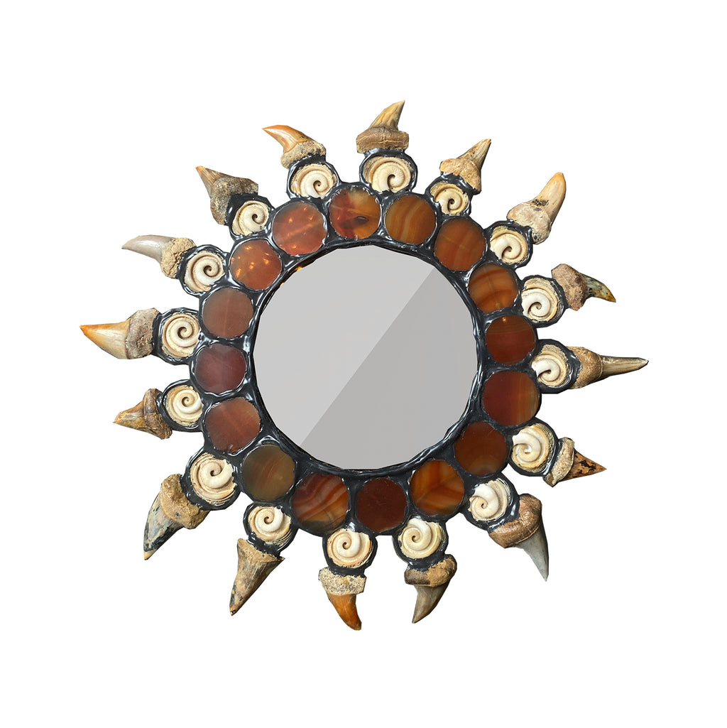 AGATE & FOSSILIZED SHARK TOOTH MIRROR – Downtown 20 LA